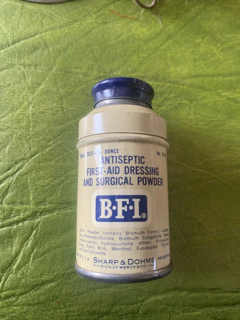 BFI ANTISEPTIC POWDER First Aid 1/4 oz Tin Merck Sharp & Dohme Vintage ...