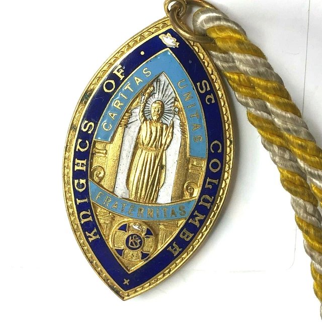 CATHOLIC KNIGHTS OF St Columba Enamel Badge Medal with Neck String 68 x ...