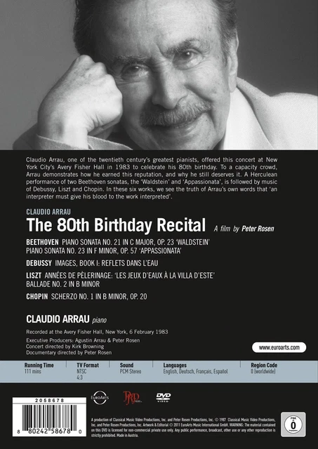 CLAUDIO ARRAU: THE 80th Birthday Recital (Sonata No. 21 / 23/ Images Book (DVD) EUR 12,67 ...