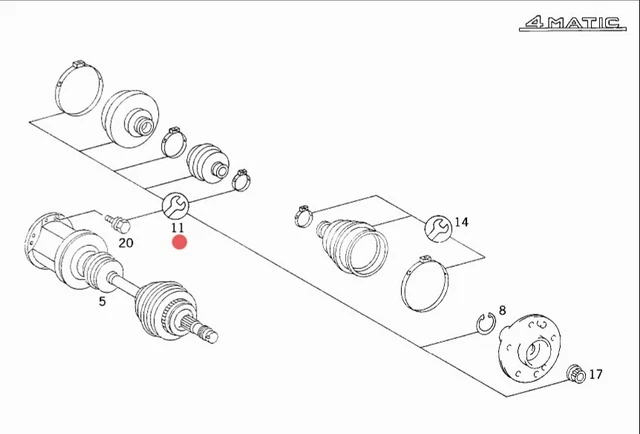 MERCEDES W124 4MATIC Front Semi Axle Headset Repair Kit Oem A1243300585 ...