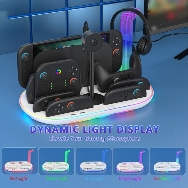 FÜR NINTENDO SWITCH Power Dock mit Lüfter und 7 Karten Slot Organizer ...