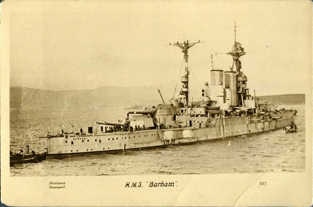 HMS BARHAM RPPC postcard real photograph Royal Navy military antique £ ...