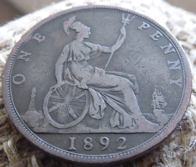 1892 VICTORIAN ONE Penny Coin Queen Victoria See Pics N1 ]] £5.00 ...
