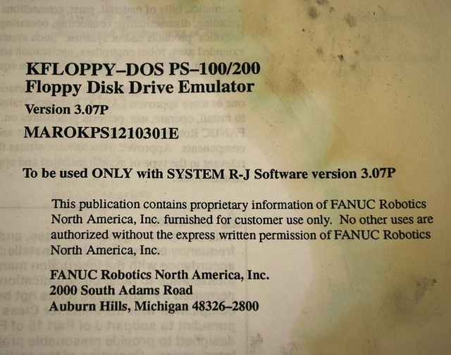MANUEL ÉMULATEUR DE lecteur de disque Fanuc KFLOPPY-DOS PS-100/200 ...