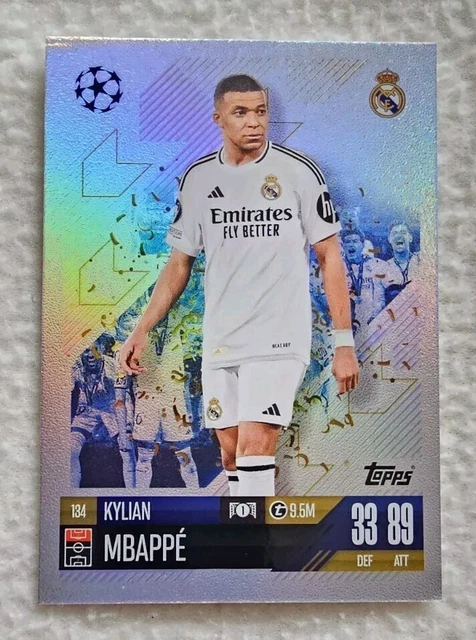 TOPPS MATCH ATTAX 2024/25 Kylian Mbappé Foil Real Madrid C.F. Scheda ...
