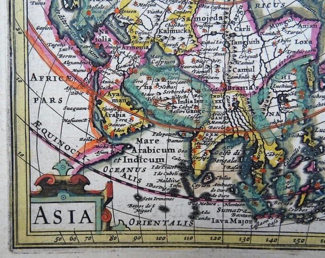 ASIA, KOREA AS island, Alaska, Australia.. early map Bertius/Hondius ...