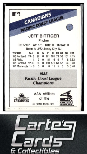 JEFF BITTIGER 1988 CMC Vancouver Canadiens #1 Chicago White Sox EUR 2 ...