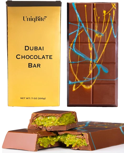 DUBAI CHOCOLATE BAR Pistachio, Viral Knafeh Chocolate Bar with ...