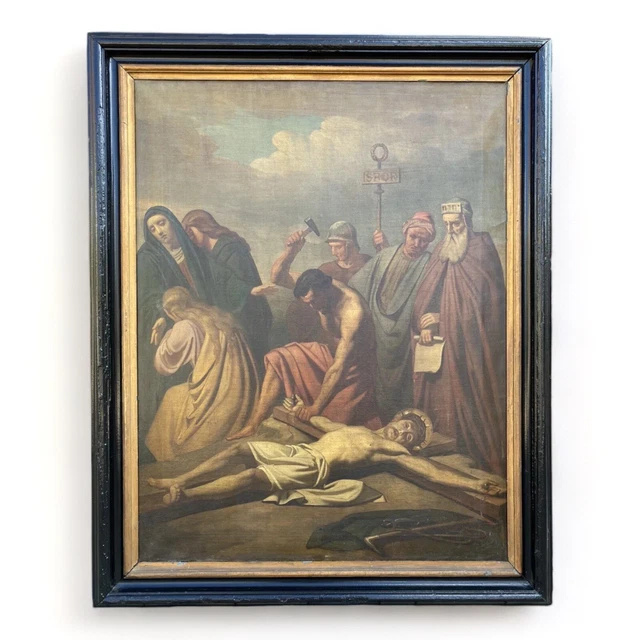 ÖL GEMÄLDE NAZARENER 108cm Auf Leinwand Ölbild Kreuzigung Jesus Christus EUR 949,00 - PicClick DE