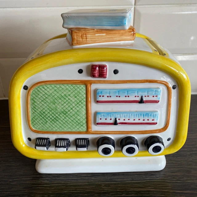 CHARACTER VINTAGE ITALIAN Porcelain Biscuit Barrel. Radio/Stereo. BN. £ ...