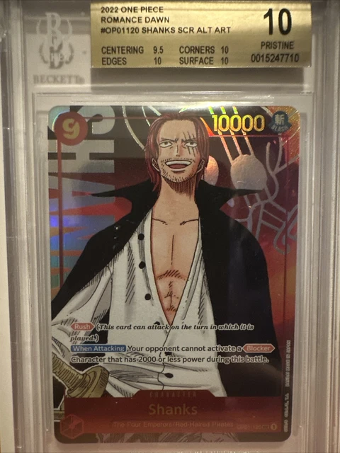 2022 ONE PIECE Card Game Romance Dawn Shanks SCR ALT ART OP01-120 BGS 10 $300.00 - PicClick AU