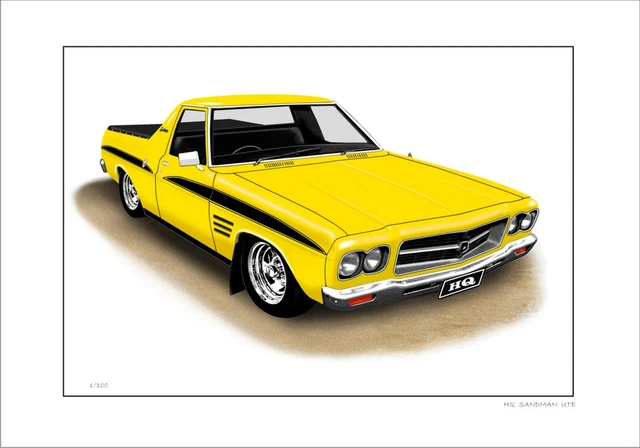 HOLDEN HQ Sandman Ute Limited Edition Car Drawing Print ( 6 Car Colours ...