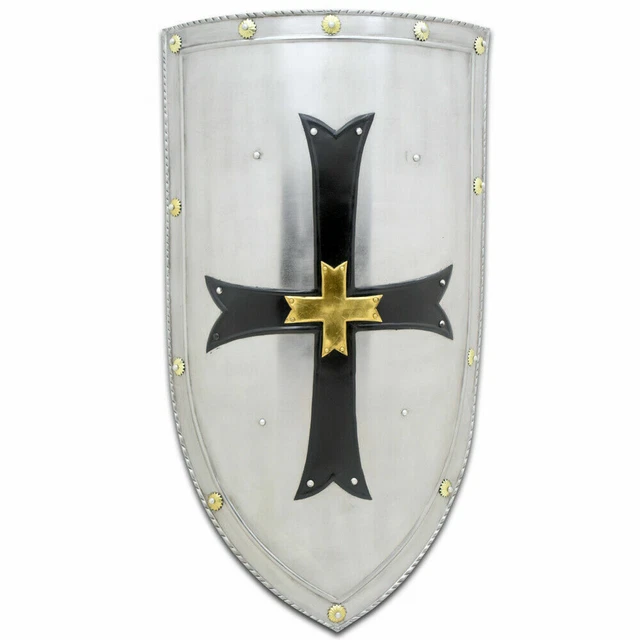 MEDIEVAL WARRIOR FUNCTIONAL Medieval Knight Crusader Cross Shield 18G ...