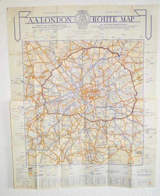 AA MAP LONDON West End & Route Map 1950-60’s Visit Tour Vintage ...