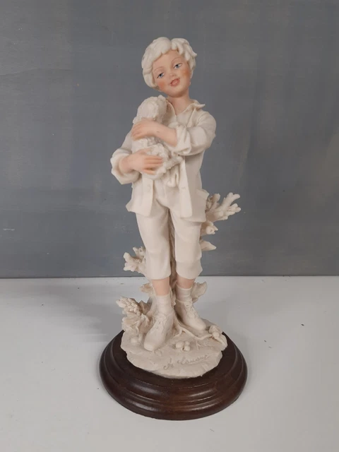 STATUETTE EN OXOLYTE Signée - Garçon berger sur Socle en Bois - EUR 9 ...