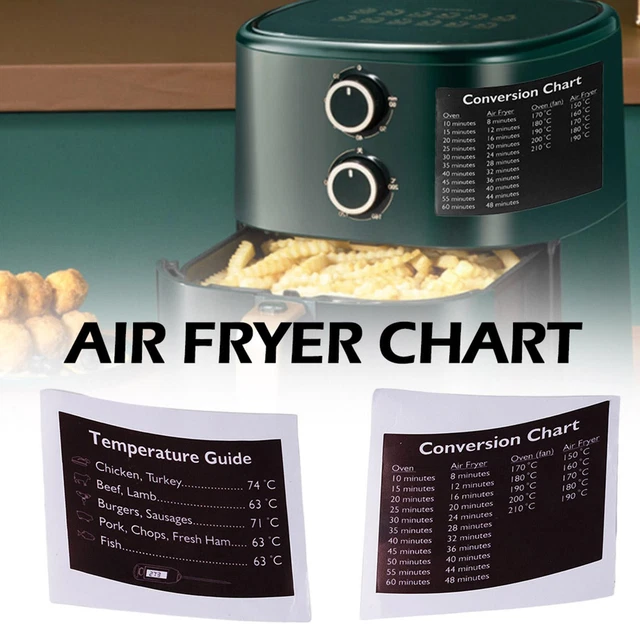 AIR FRYER CONVERSION Chart Sticker Air Fryer Cooking Time Chart Kit ...
