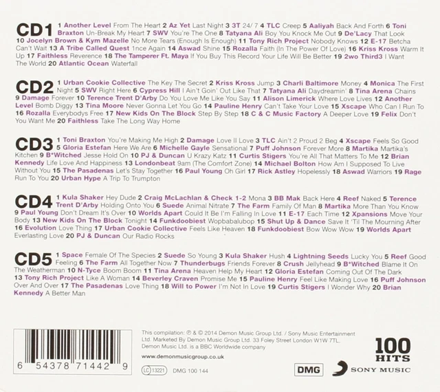 100 HITS-90'S REWIND 5 Cd New Tlc/Aswad/Faithless/Cypress Hill/Rick ...