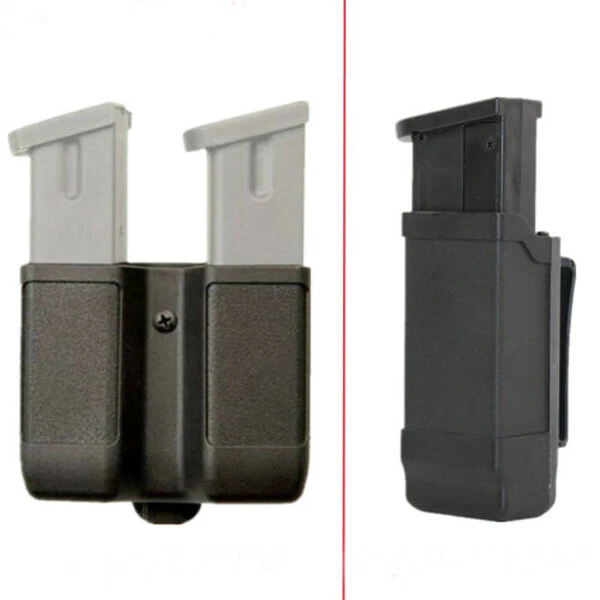 TACTICAL SINGLE/DUAL MAGAZINE Holster Double Stack Mag Holder for 9mm ...