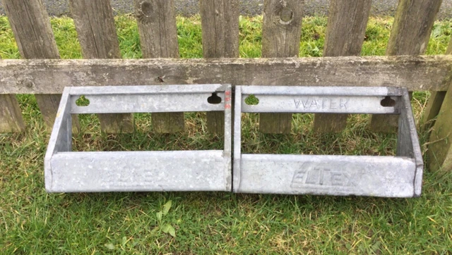 TWO VINTAGE ELTEX Galvanised Metal Water Troughs Chicken Feeder £47.52 ...