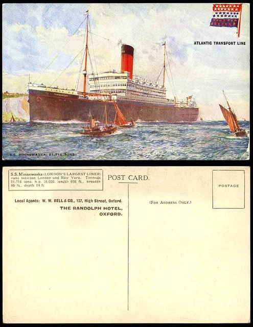 ATLANTIC TRANSPORT LINE S.S. Minnewaska Steam Ship Steamer Boat Old ART ...