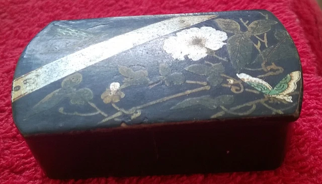 VICTORIAN PAPIER MACHE Snuff Box With Painted Design On The Lid. EUR 11 ...