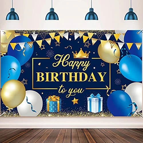 HAPPY BIRTHDAY DECORATION Backdrop Banner Fabric Birthday Decoration ...