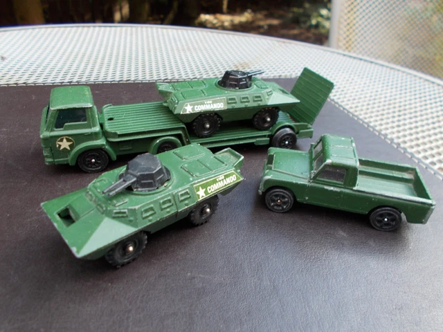 CORGI JUNIORS MILITARY Lot,Ford D Series Low Loader,Commando V100,Land ...