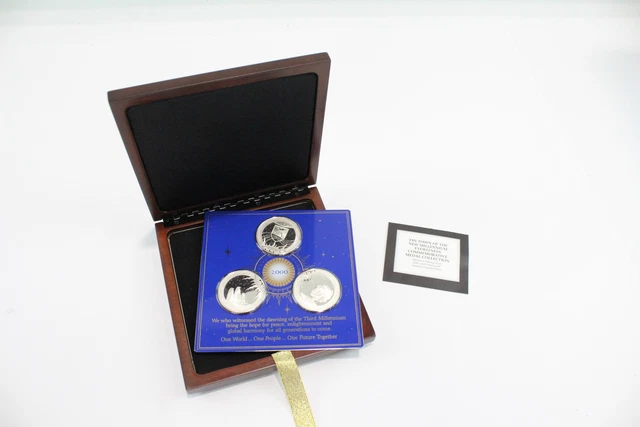 THE FRANKLIN MINT Silver Proof Millennium Coin Set 2000 Complete £12.50 ...