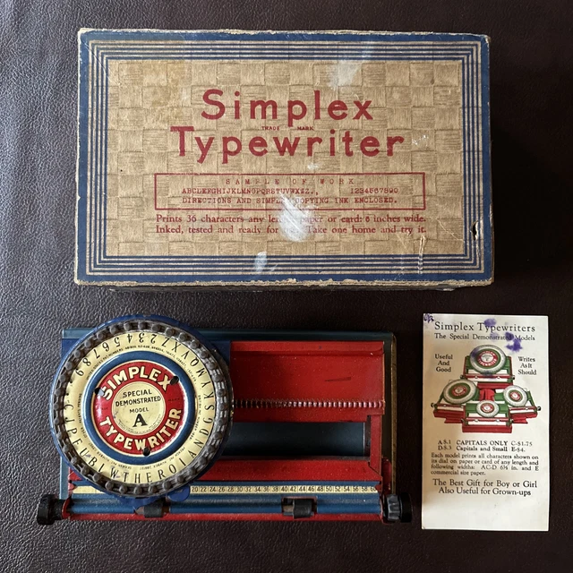 SIMPLEX TOY TYPEWRITER Model A w/original Box £14.20 - PicClick UK