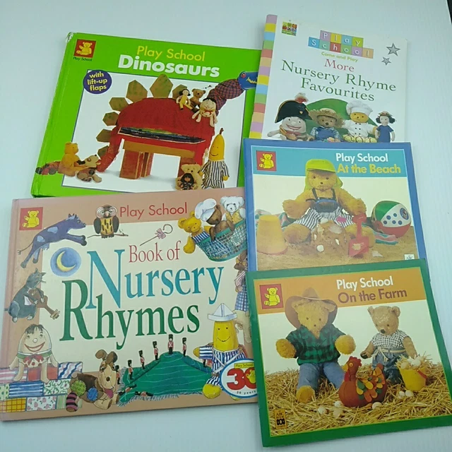 PLAY SCHOOL BOOKS Vintage Nursery Rhymes Dinosaurs On the Farm At Beach ...