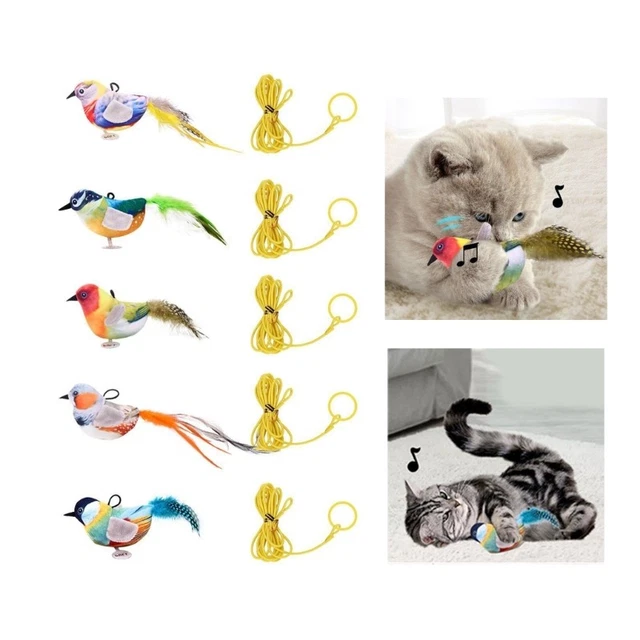 PULL STRING BIRD Cats Toy with Life Like Chirping for Indoor Cats ...