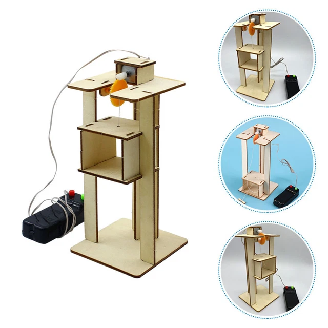 2 PCS SCIENCE Experiment Projects DIY Wood Elevator Assembly Kit Pupils ...