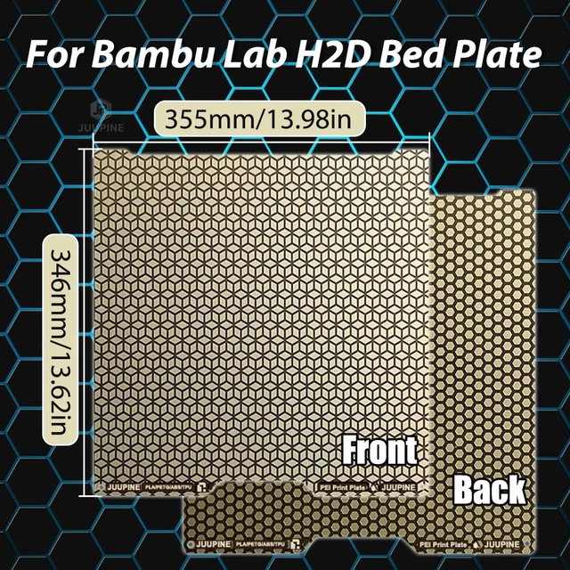 FOR BAMBU LAB H2D Build Plate Squar Honeycomb PEI 355x346mm 3D Printer ...