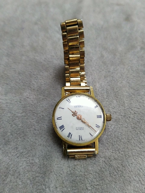 GRADUS 17 JEWELS Incabloc Watch Gold Tone Watch Working Mechanical ...