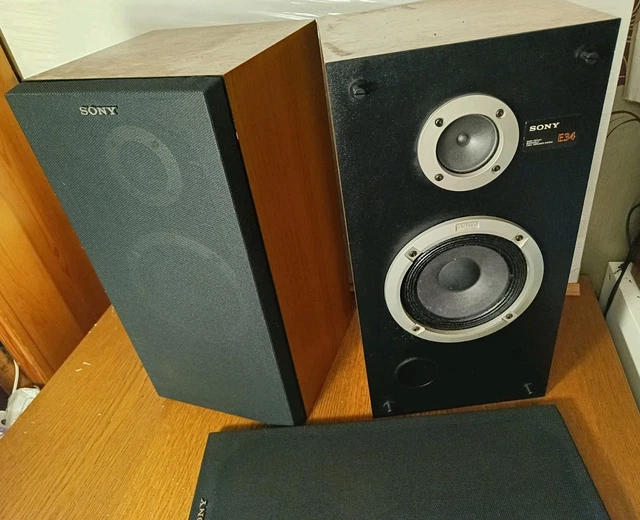 VINTAGE SONY SS-E34 Speakers 50W 8 Ohm Bass Reflex Bookshelf TESTED £79 ...