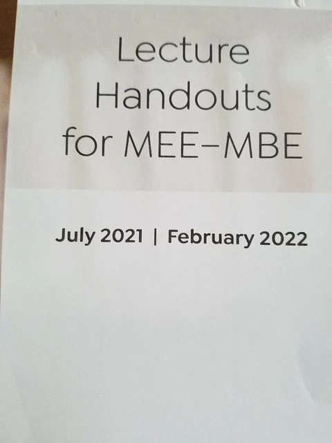 2021 2022 BARBRI Bar Exam Review Lecture Handouts For MEE MBE FILLED IN ...