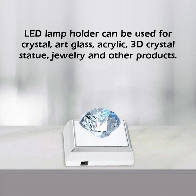 CRYSTAL BASE SQUARE LED Lampholder 3D558 Engraved Crystal Cube Colorful ...