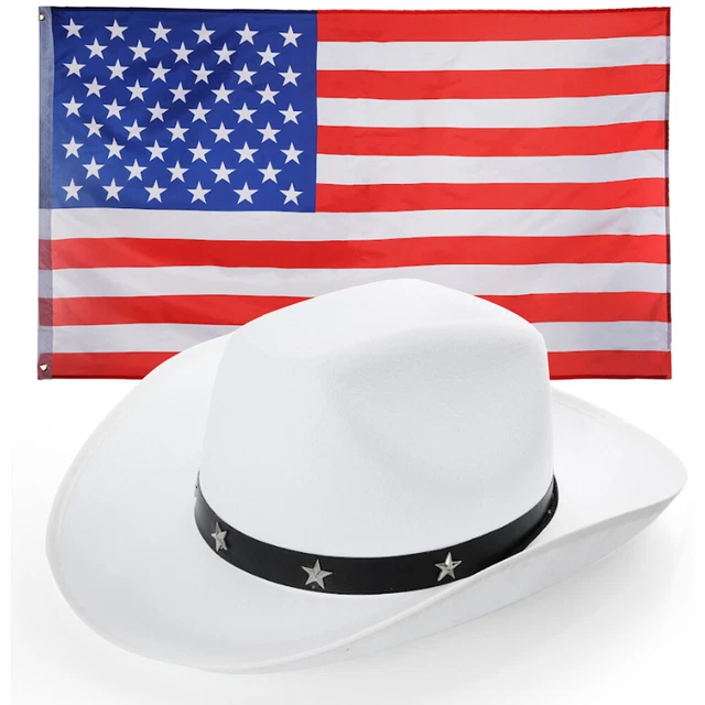WHITE COWBOY HAT USA Flag Set Cowboy Carter Concert Outfit Western ...