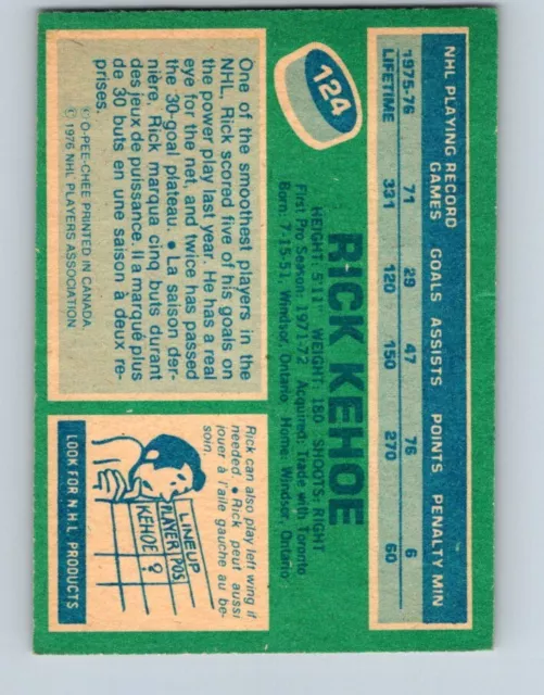 VINTAGE HOCKEY CARD Opc 1976 Pittsburgh Penguins Rick Kehoe No379 $3.75 ...