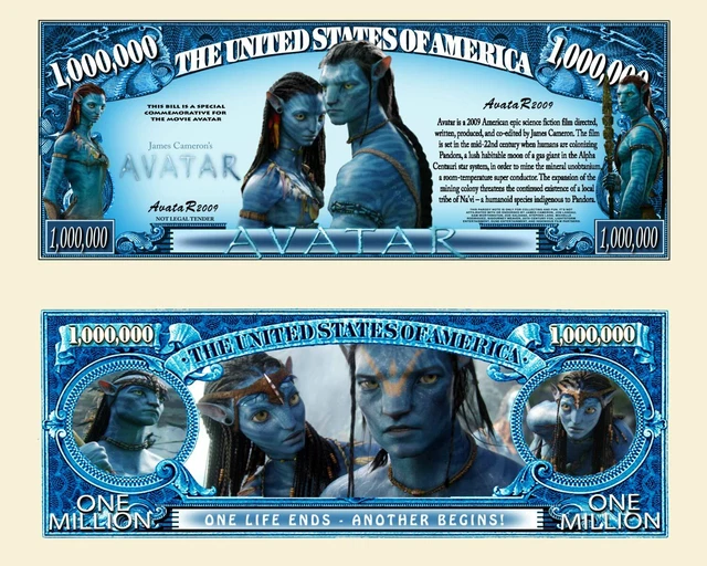 AVATAR BILLET MILLION DOLLAR US Collector James Cameron Pandora Na'vis ...