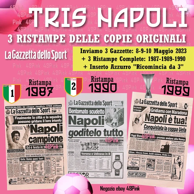 GIORNALE GAZZETTA DELLO Sport Ristampe NAPOLI Scudetto 1987 1990 Coppa Uefa 1989 EUR 22,41 ...