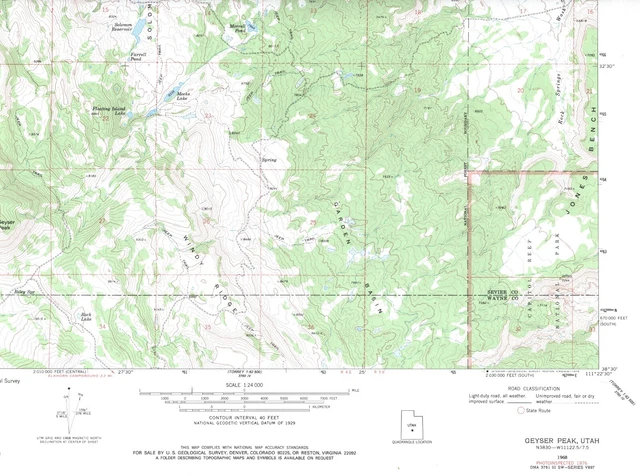 GEYSER PEAK QUADRANGLE Utah 1976 USGS Topo Map 7.5 Minute Topographic £ ...