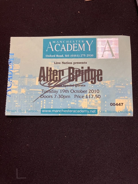 ALTER BRIDGE TICKET Signiert Signed Autogramm Autograph Mark tremonti ...