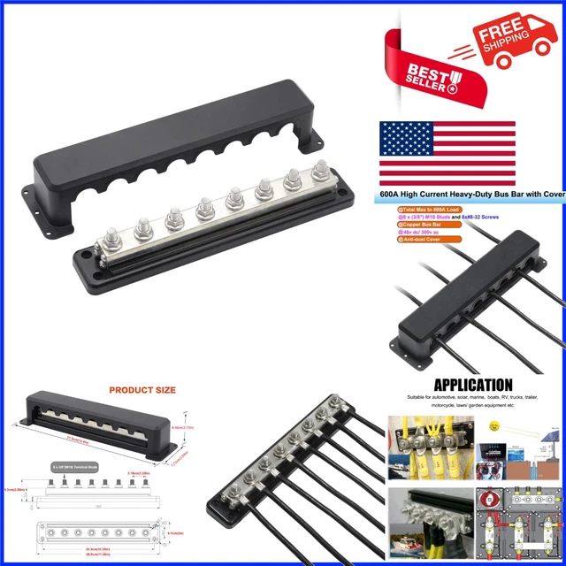 PREMIUM 600A DC Copper Bus Bar Power Distribution Block for Marine ...