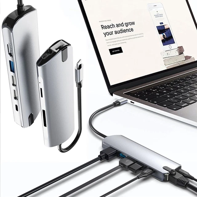 PD CHARGING ETHERNET Adapter Docking Station USB C HUB Type-C Splitter ...
