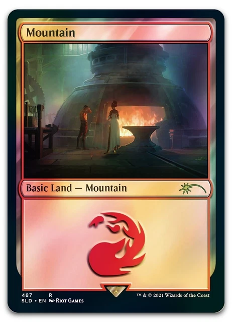 MOUNTAIN (SECRET LAIR x Arcane: Lands) #487 (Foil) NM Secret Lair Drop ...