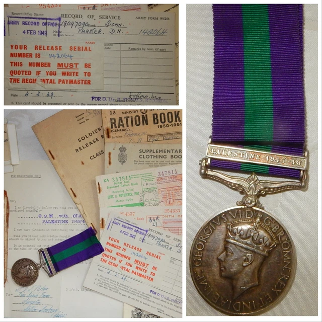 1945-1948 WW2 GENERAL Service Medal Palestine Clasp Signals 19079090 D ...