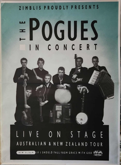 THE POGUES original 1988 celtic punk OZ and NZ concert tour giant gig ...