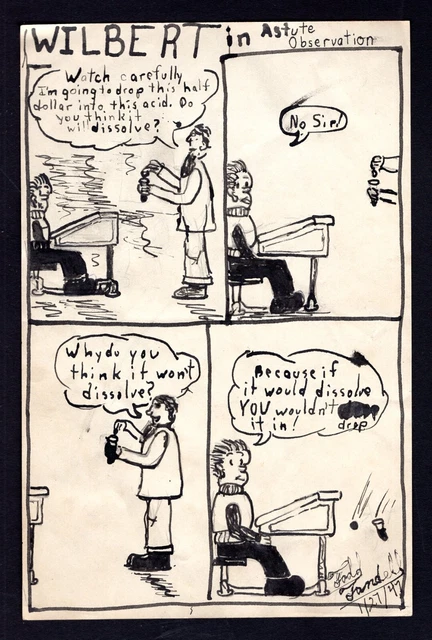 RARE ORIGINAL 1947 COMIC STRIP "WILBERT" By TODD FANDELL INK Folk Art ...