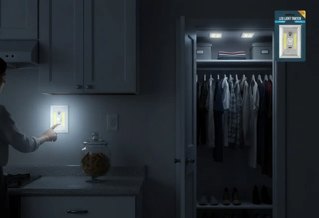 200 LUMENS LED Light Switch Wireless Battery Operated Under Cabinet ...